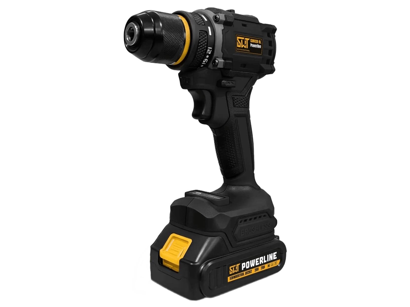 Дрель-шуруповерт Schwarztool CD8020 BL (20 В, 2 А·ч, 2 АКБ, кейс)