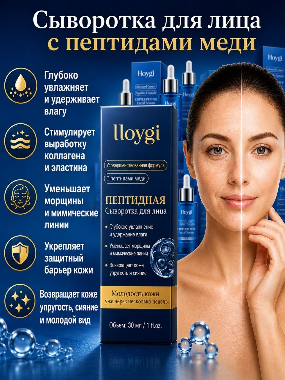 Сыворотка для лица с пептидами меди Hoygi
