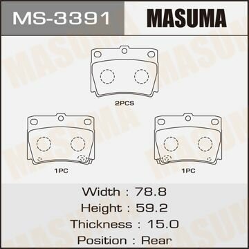 Колодки задние MITSUBISHI CHALLENGER MASUMA MS-3391