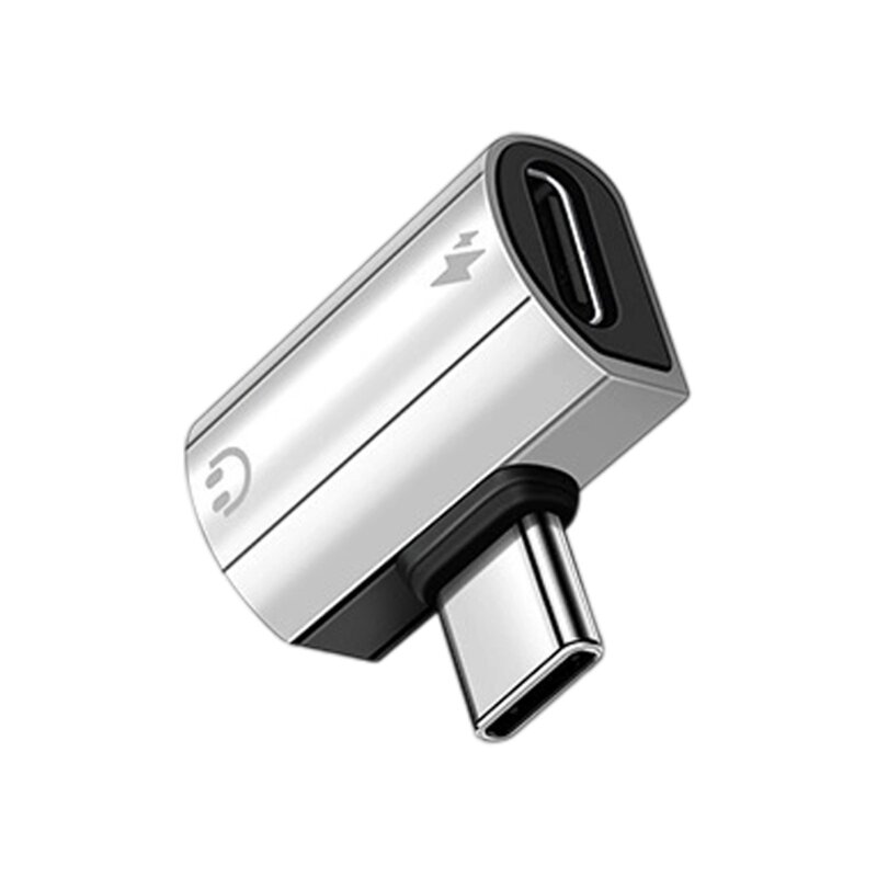 Разъем USB C для подключения аудиопорта AUX и адаптера для быстрой зарядки USB C-серебристый