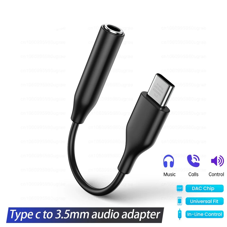 3шт. USB-C - Black адаптер USB Type-C 3.5mm для наушников