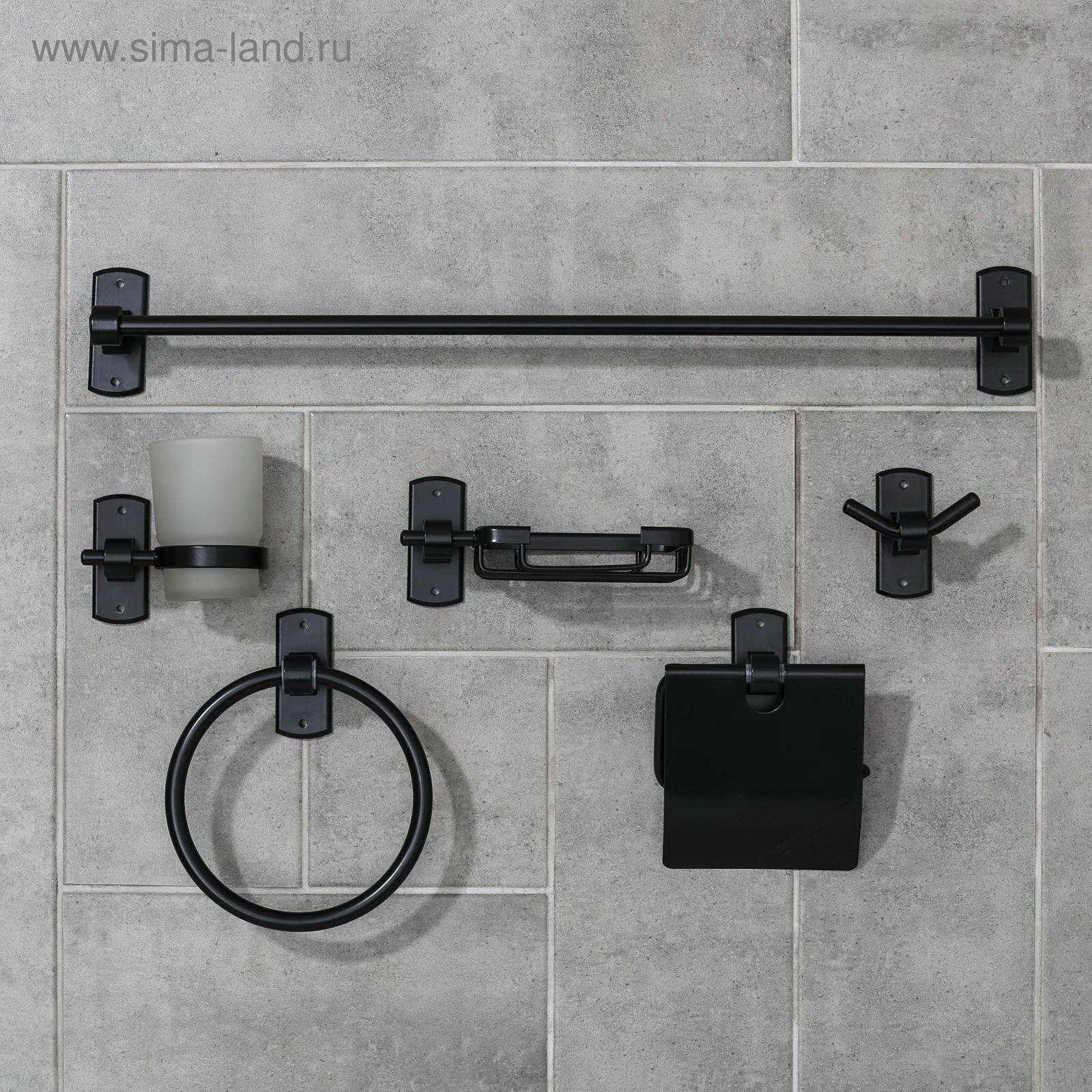 Набор для ванной комнаты "Лофт", 6 предметов, чёрный, цвет: чёрный