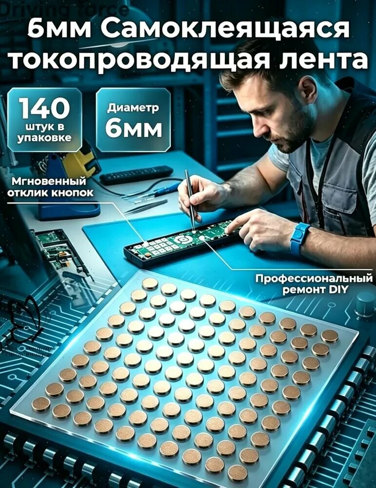 Круглые токопроводящие наклейки 6мм для ремонта140 шт.