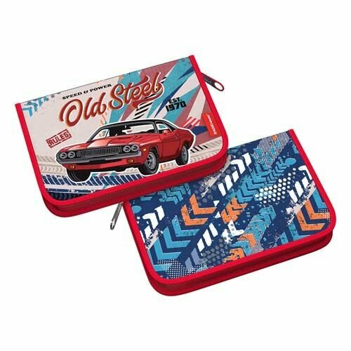 Пенал 1 отделение на молнии Erich Krause "Vintage Car", 135*205*30мм