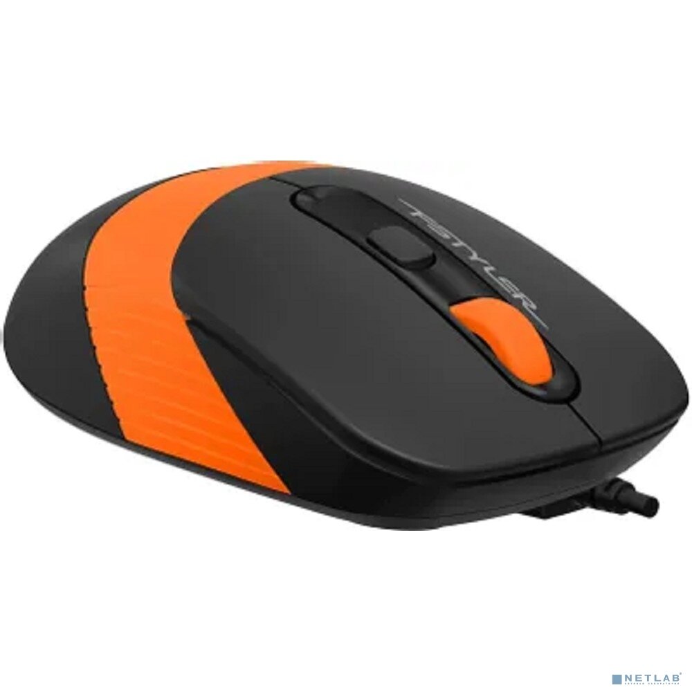 Мышь проводная A4Tech Fstyler FM10S black/orange (USB, оптическая, silent, 1600dpi, 3but) (FM10S USB ORANGE)