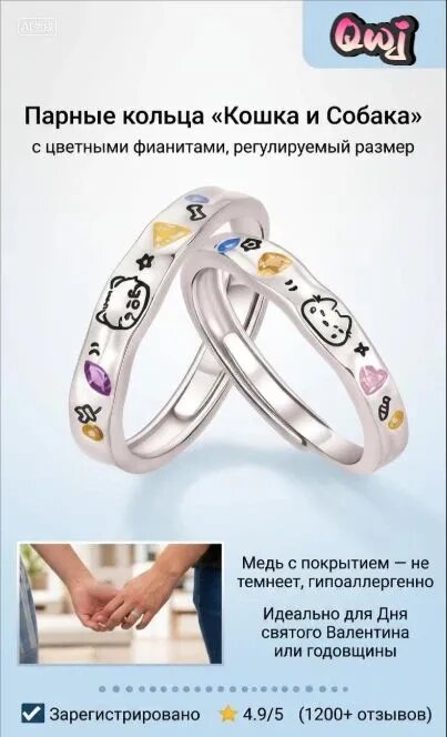Кольцо, фианит