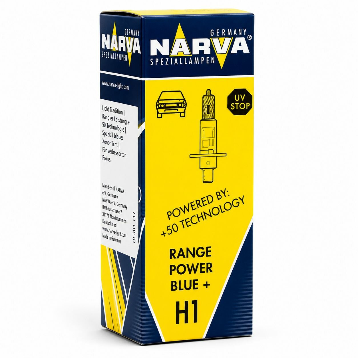 Автолампа 12V H1 P14,5s 55W (к. к.1шт.) Range Power Blue NARVA 48630RPBC1