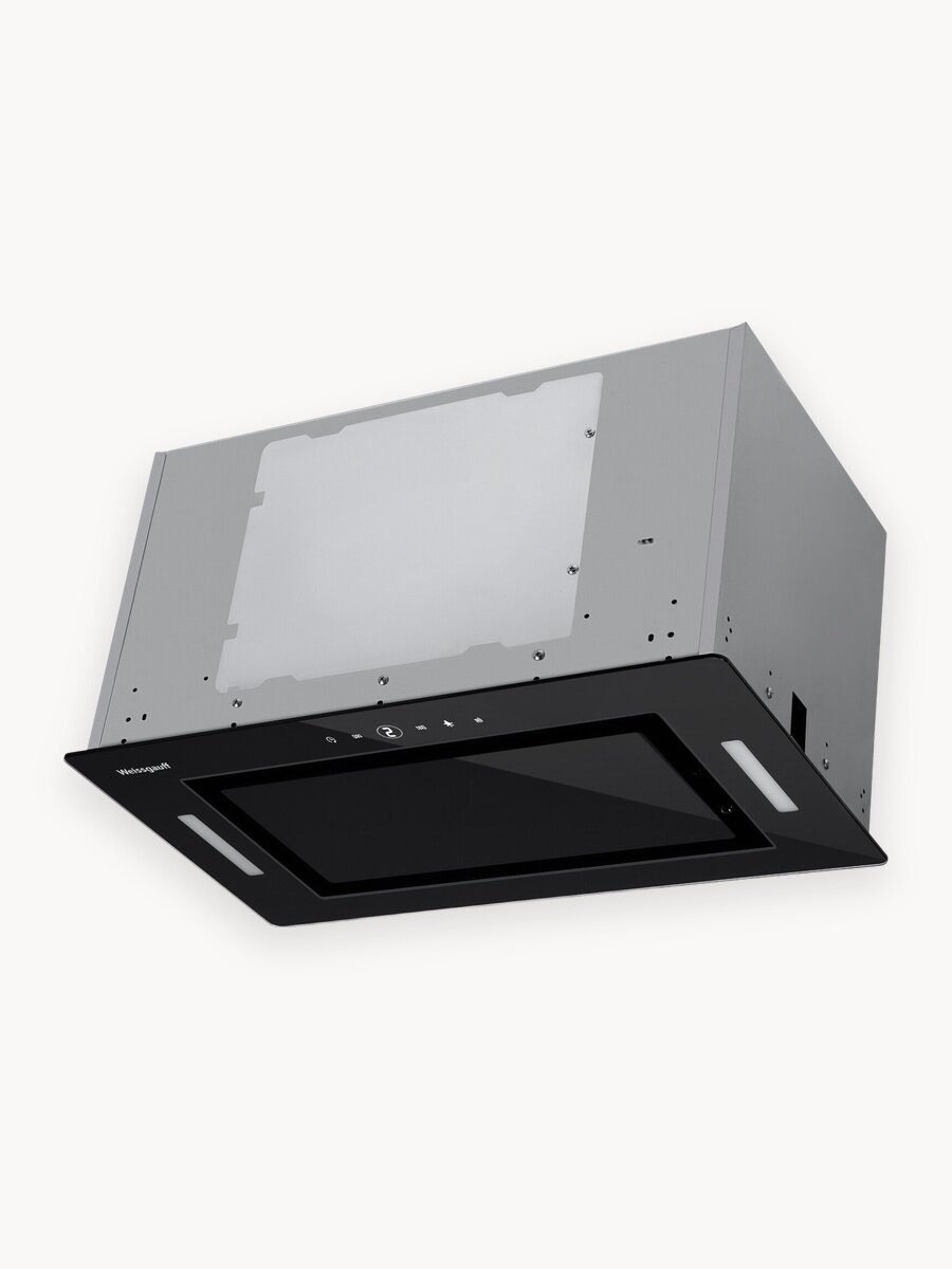 Кухонная встраиваемая вытяжка Weissgauff Aura 1200 Remote BL, Алюминиевый жировой фильтр, Низкий уровень шума