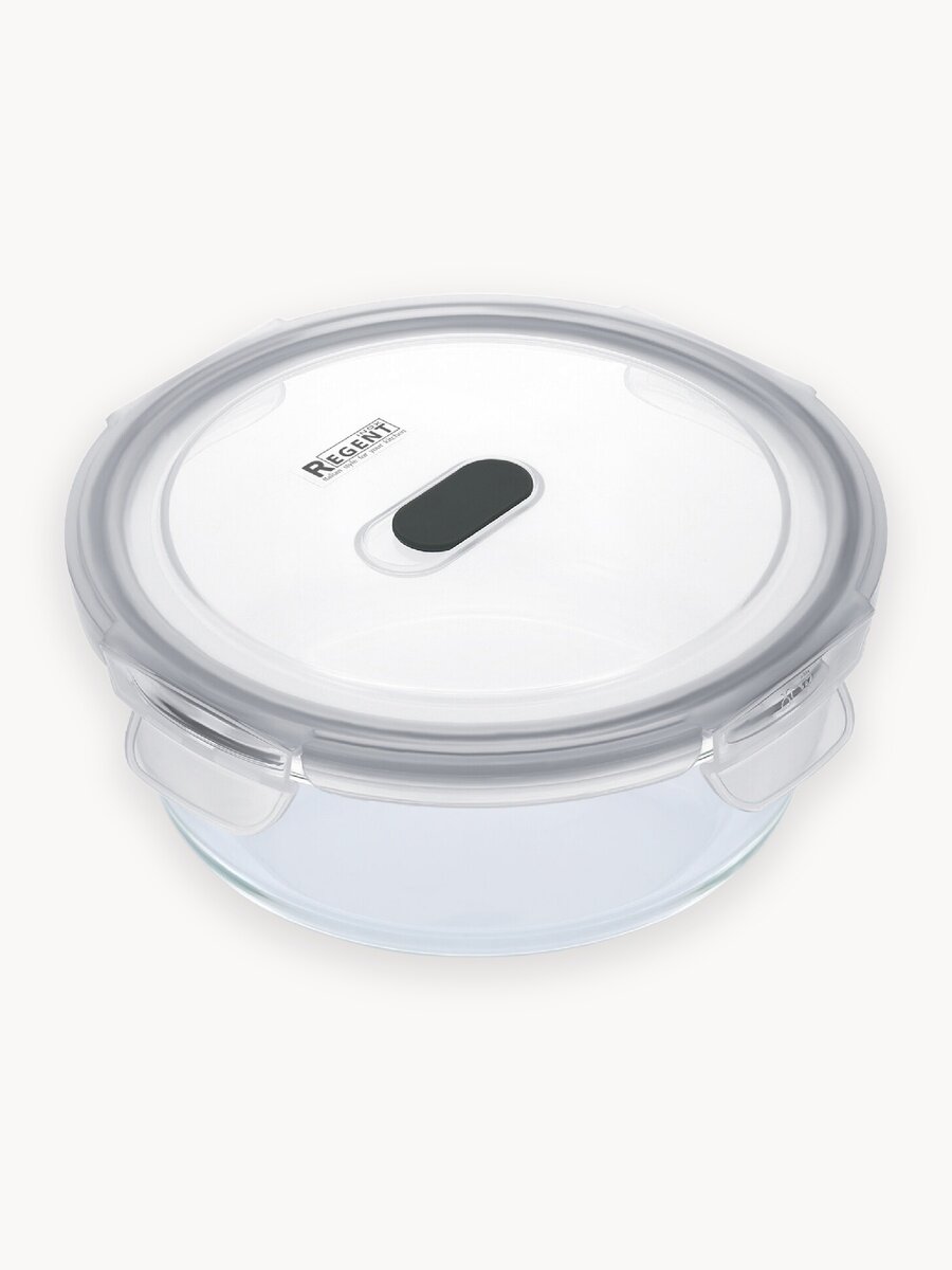 Контейнер для еды Regent inox стеклянный, с крышкой для хранения продуктов, для запекания, ланч бокс 0,95 л, круглый