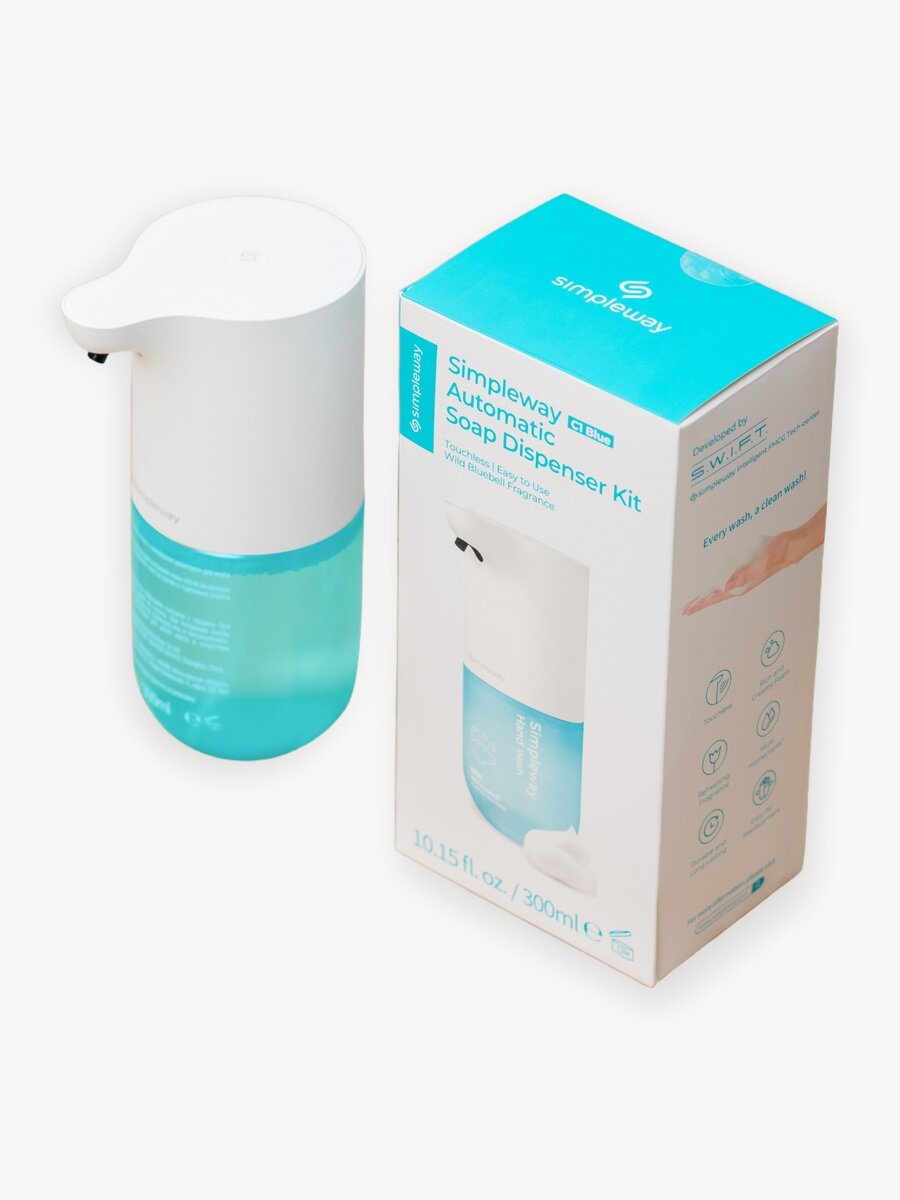 Дозатор сенсорный умный Simpleway/Xiaomi для жидкого мыла, Диспенсер со сменным блоком, с антибактериальным мылом,300мл