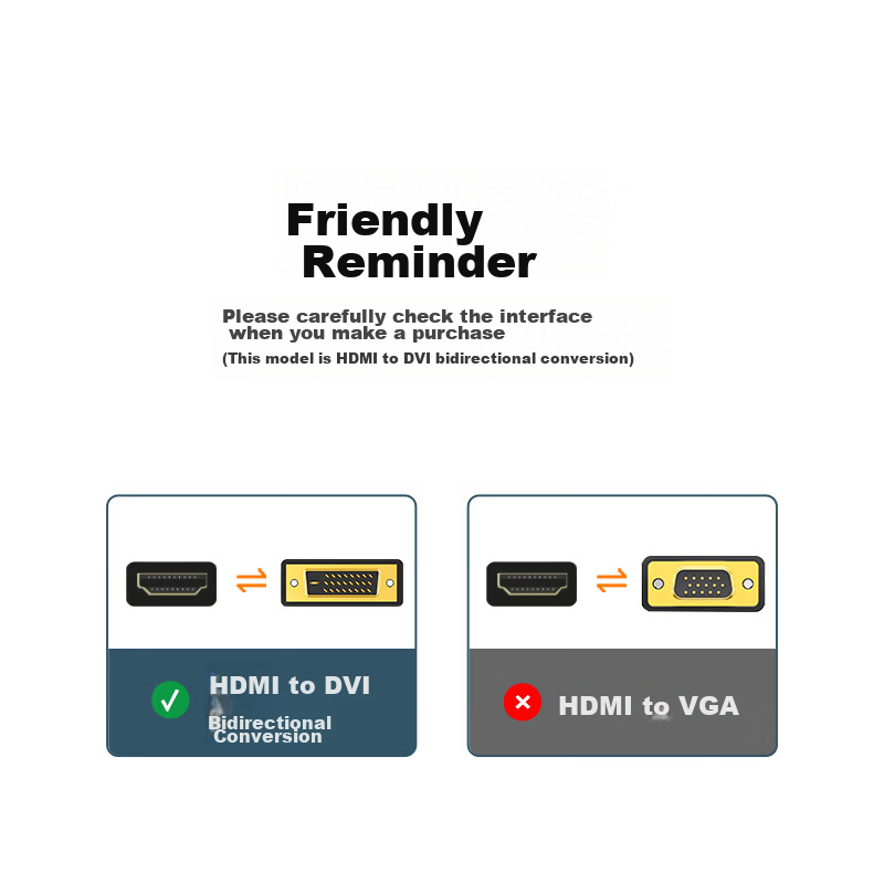 Shanze HDMI to DVI Cable, 4K 60Hz, DVI to HDMI High-Definition Cable, Bidirectional Conversion, for Laptops, Projectors, Monitors, Video Adapter Cable, 1 Meter DH-8010