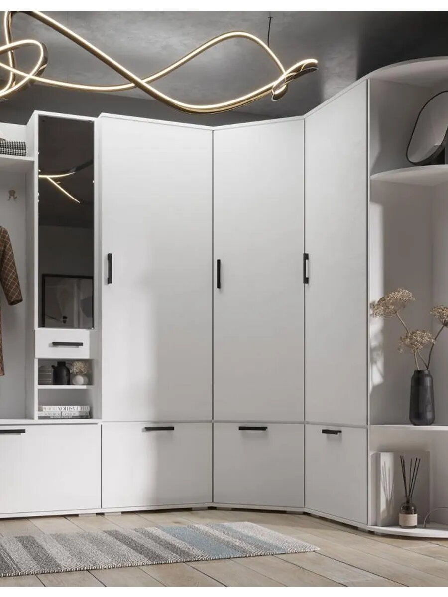 Прихожая Эра Алиса, цвет Белый гладкий, 203 × 306 × 70 см, ЛДСП