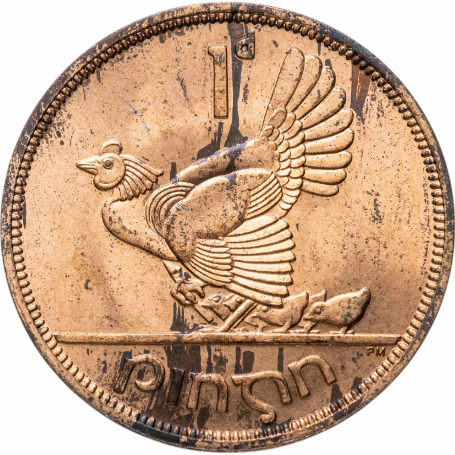 Ирландия 1 пенни penny 1961-1967, слуачйный год, Бронза, в сохранности AU