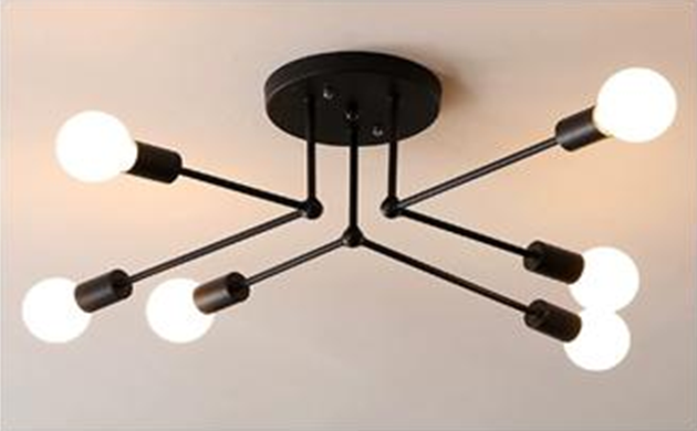 Люстра Лофт потолочная черная на 6 ламп E27