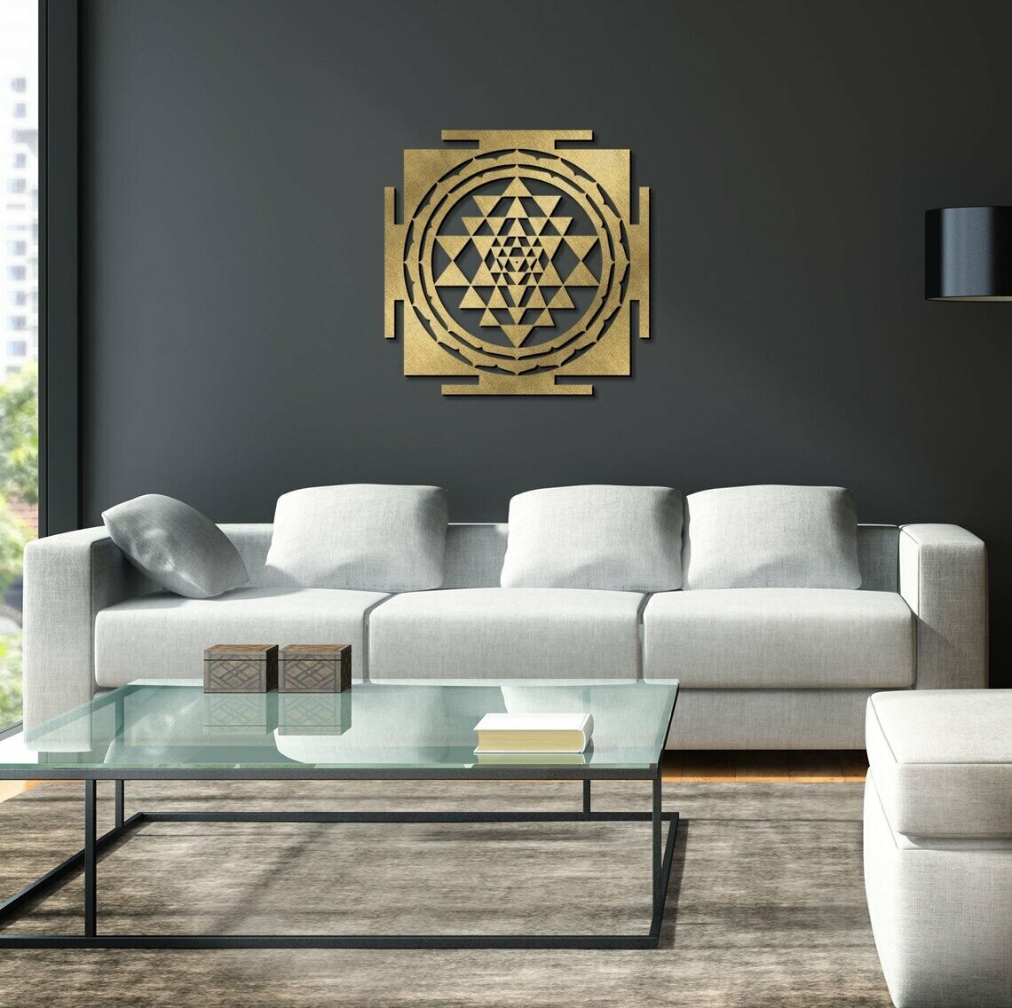 Панно/декор из дерева на стену Тантрическая янтра 2