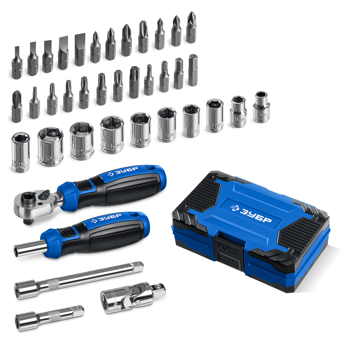 Набор трещотка и битодержатель с насадками 39шт. Зубр 25180