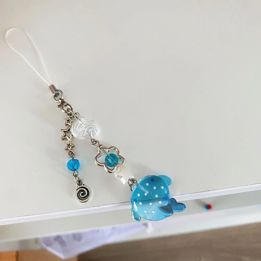 Цепочка для мобильного телефона на тему океана, брелок из бисера с морскими животными, подвеска для телефона в виде акулы, ремешок для мобильного телефона Y2k, уникальный ремешок для телефона Style 1