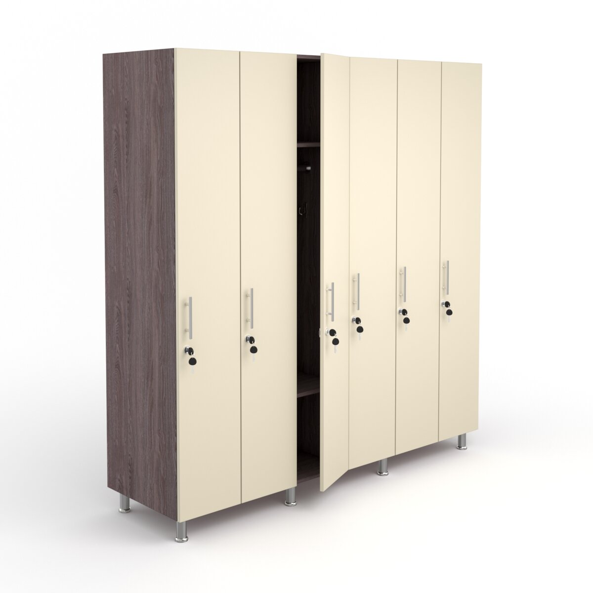 Шкаф для раздевалок 6ти-секционный, Ясень Анкор и Крем Вайс U31105-U2236