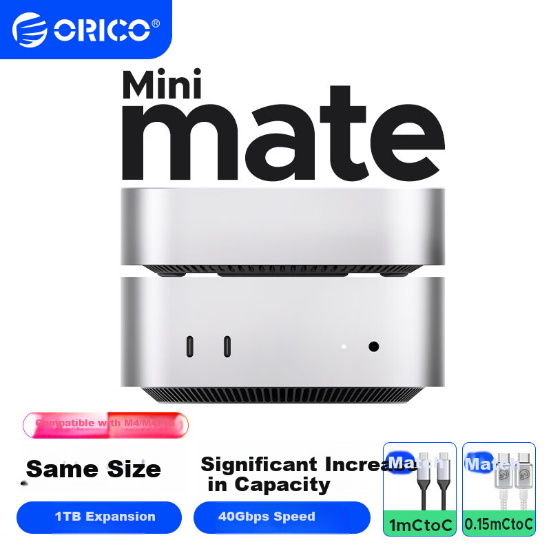 ORICO MacMini Desktop Mobile Solid State Drive MiniMate External Hard Drive Expansion 1TB USB4 40Gbps High Speed Storage Heat Dissipation Base M4PRO