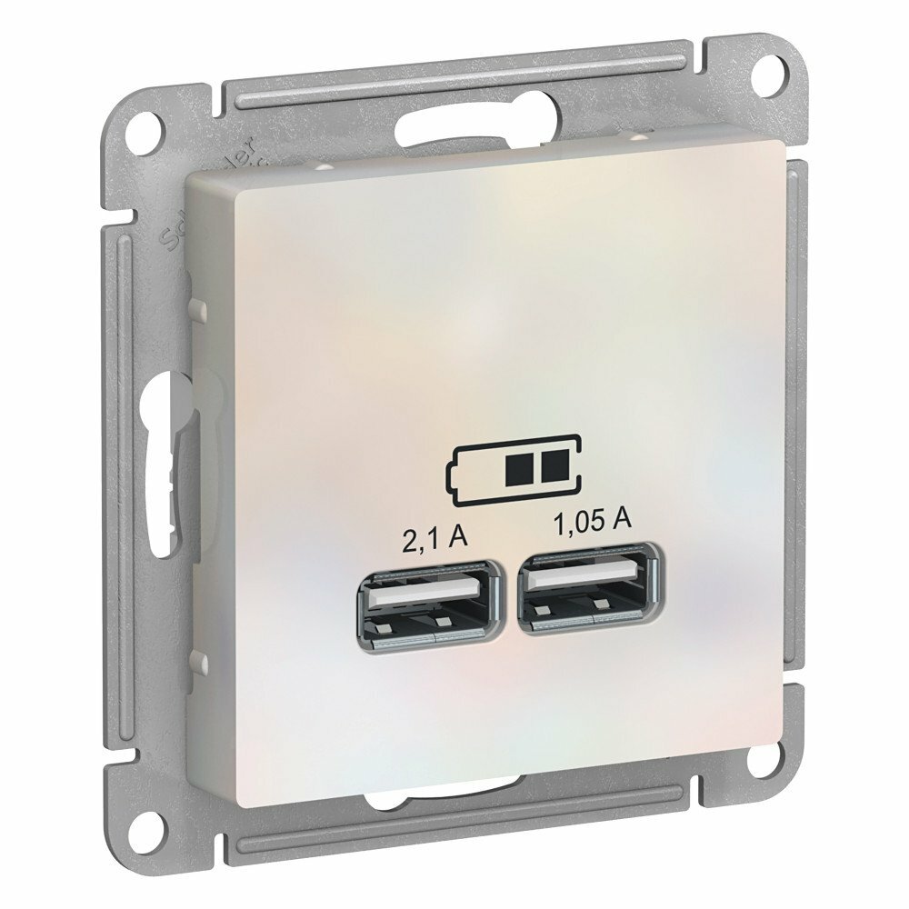 AtlasDesign Жемчуг USB, 1 порт x 2,1 А, 2 порта х 1,05 А, механизм, Systeme Electric, ATN000433