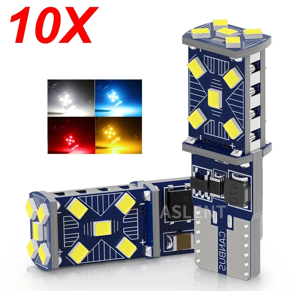 10 шт. W5W T10 LED белые лампы Canbus для авто Audi BMW VW Mercedes