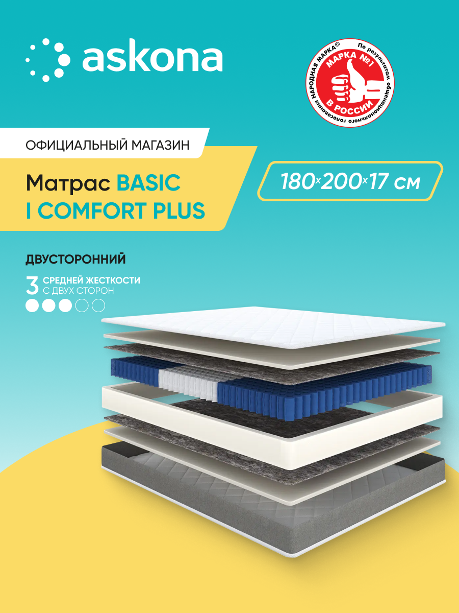 Матрас анатомический Askona (Аскона) Basic i Comfort Plus 180х200