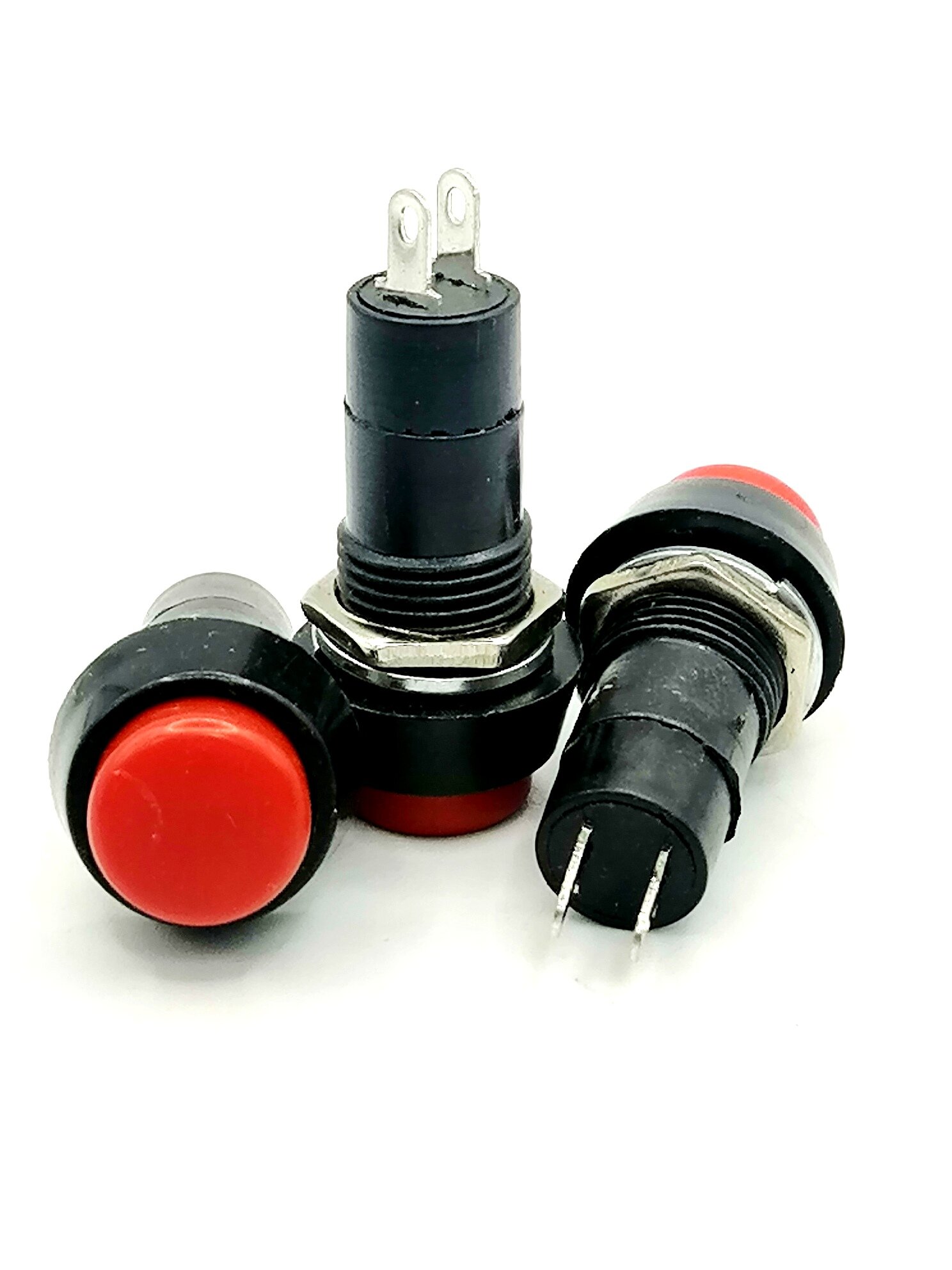 3шт Кнопка PBS-11A на блок с фиксацией 12мм круглая красная 3A 250V
