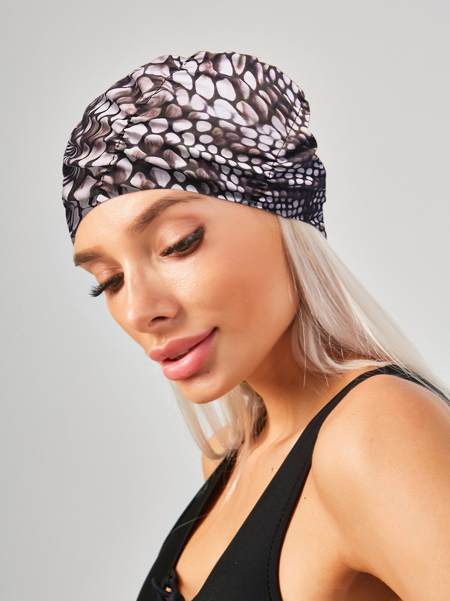 Шапочка для плавания женская для длинных волос в аквазоне GYM TEAM 54-60см змея