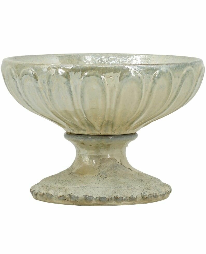 Чаша керамическая на ножке 25х25х17 см бежевый, серый, голубой