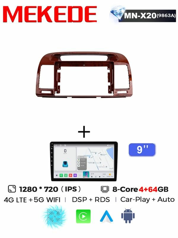 Магнитола 9" Mekede MN X20 Pro 4/64 Gb Toyota Camry 5 30 2001-2006 (B) carplay