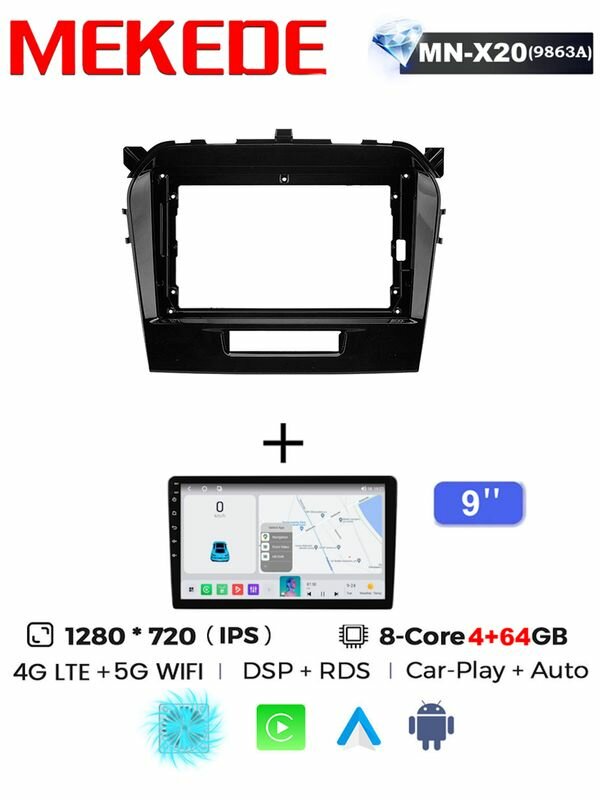 Магнитола 9" Mekede MN X20 Pro 4/64 Gb Suzuki Vitara 4 2014-2018 carplay