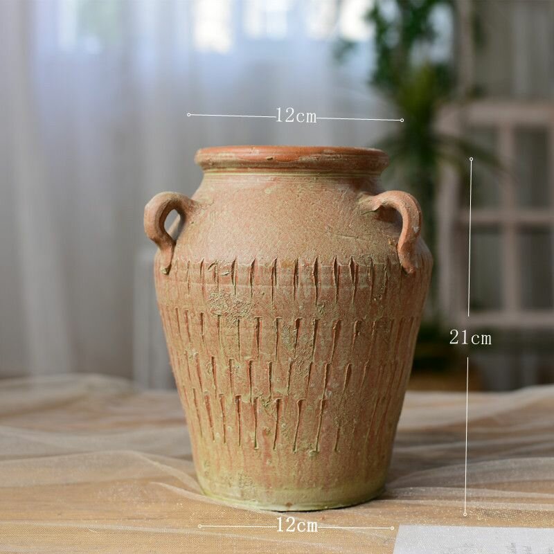 Вазы ручной работы из грубой керамики в стиле ретро, декоративные керамические горшки, глиняные кувшины