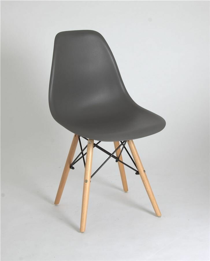 Стул Eames 622 Red Black серый, пластик, дерево, твердое сиденье, без подлокотников