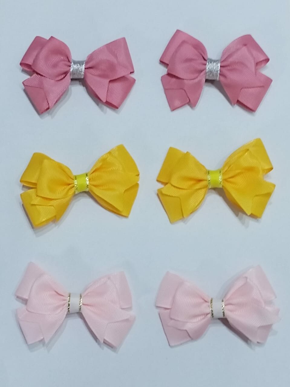 Бантики для волос 6-7см на зажимах, ручная работа, для школы, для детского сада, миниатюрные, повседневные 6 шт
