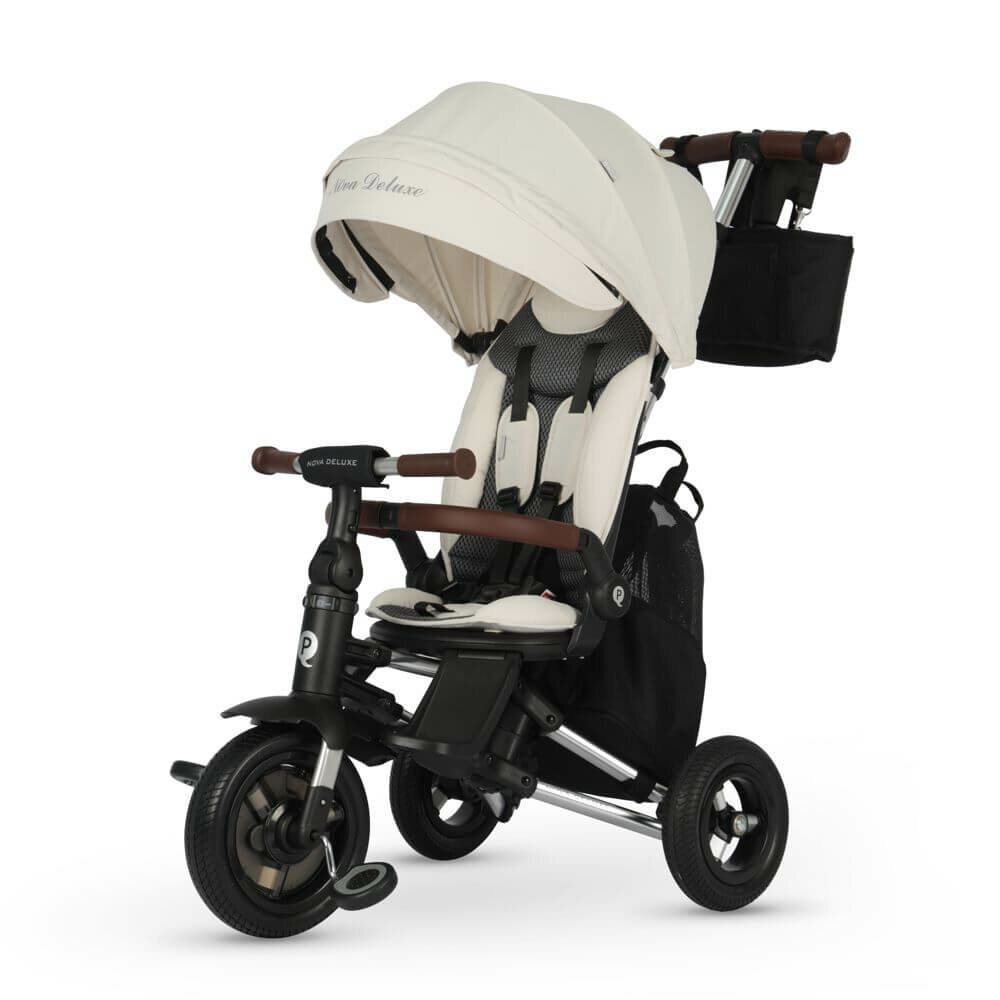 QPlay Nova Deluxe, детский трехколесный велосипед от 10 месяцев до 3-4 лет, цвет Beige Lux/Silver
