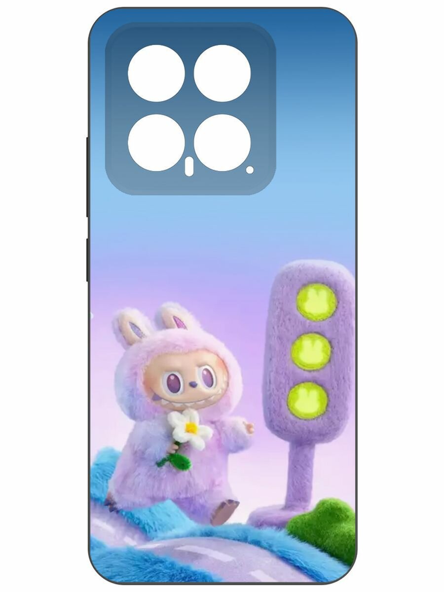 Чехол-накладка Krutoff Soft Case Лабубу Удача для Xiaomi 14 черный