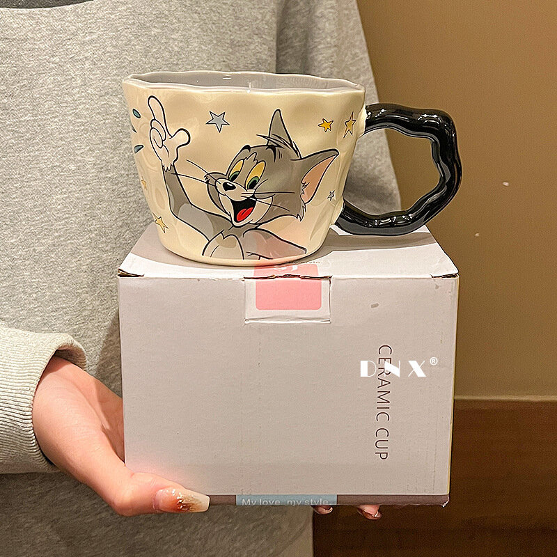 Кружка Том и Джерри с большими ушами для офиса, керамическая кружка, подарок на день рождения, домашняя чашка для воды, чашка для завтрака и кофе