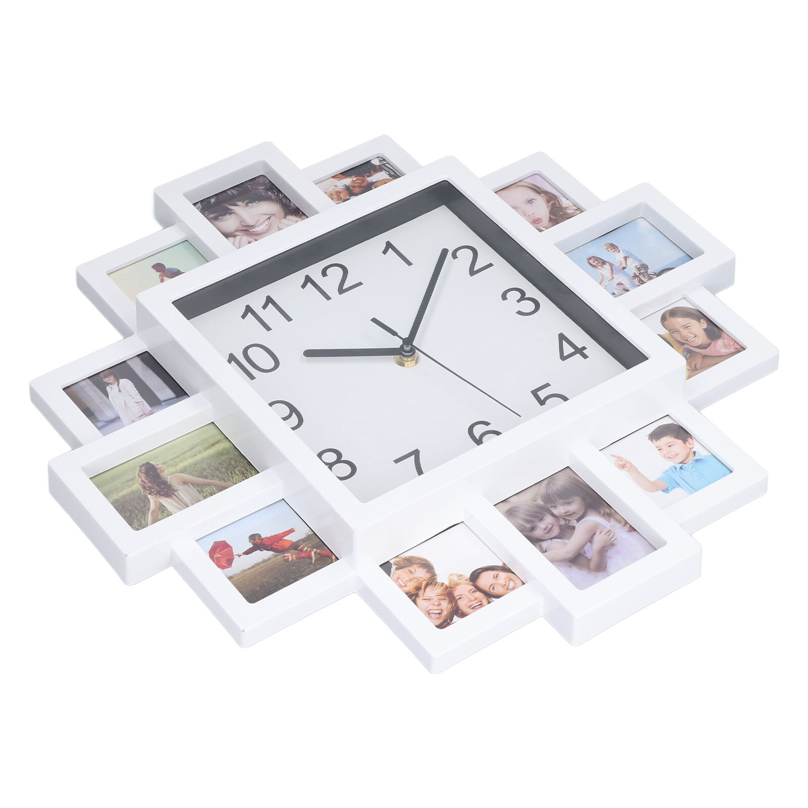15,35 дюйма белая фоторамка настенные часы DIY мульти фото персонализированные часы для домашнего декора