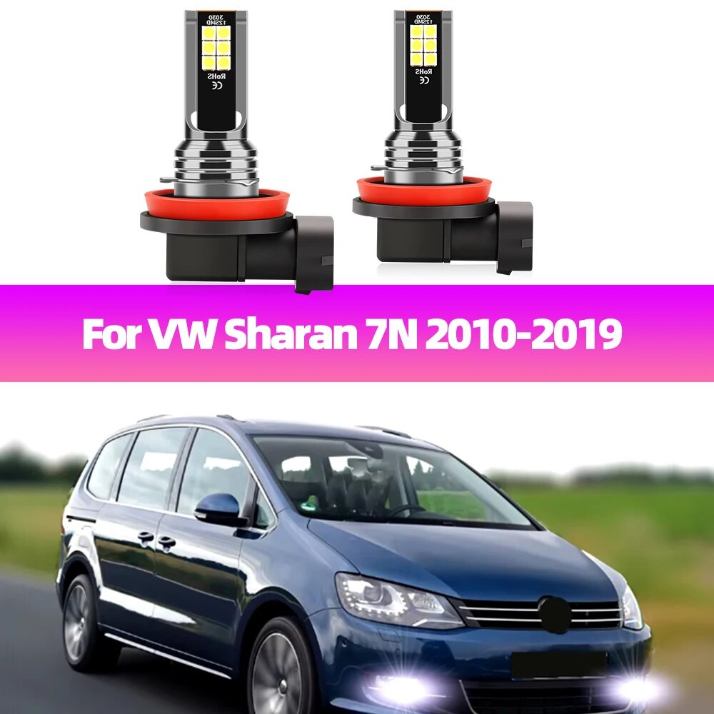 2 шт. светодиодные противотуманные фары для VW Volkswagen Sharan 7N 2010 2011 2012 2013 2014 2015 2016 2017-2019 светодиодные передние противотуманные фары 6000K белый
