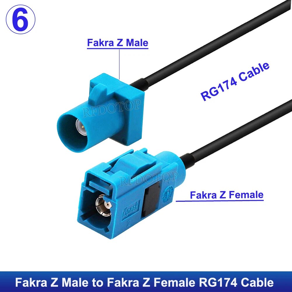 RFDOTOP Fakra RG174 кабель Fakra Z мужской/женский 10см синего цвета 10CM, Fakra Z M to Z F