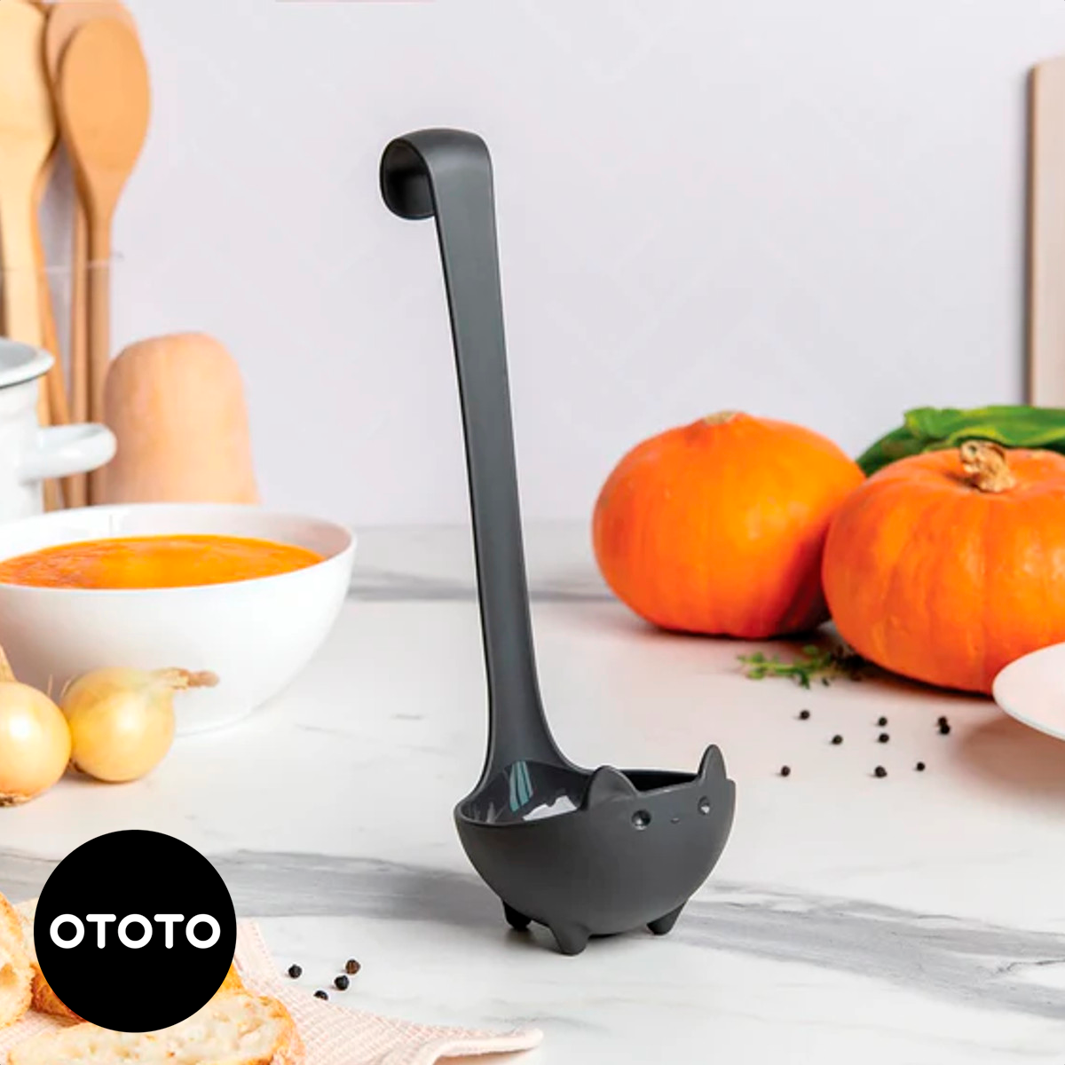 Многофункциональная кухонная ложка в форме мультяшного животного, черная