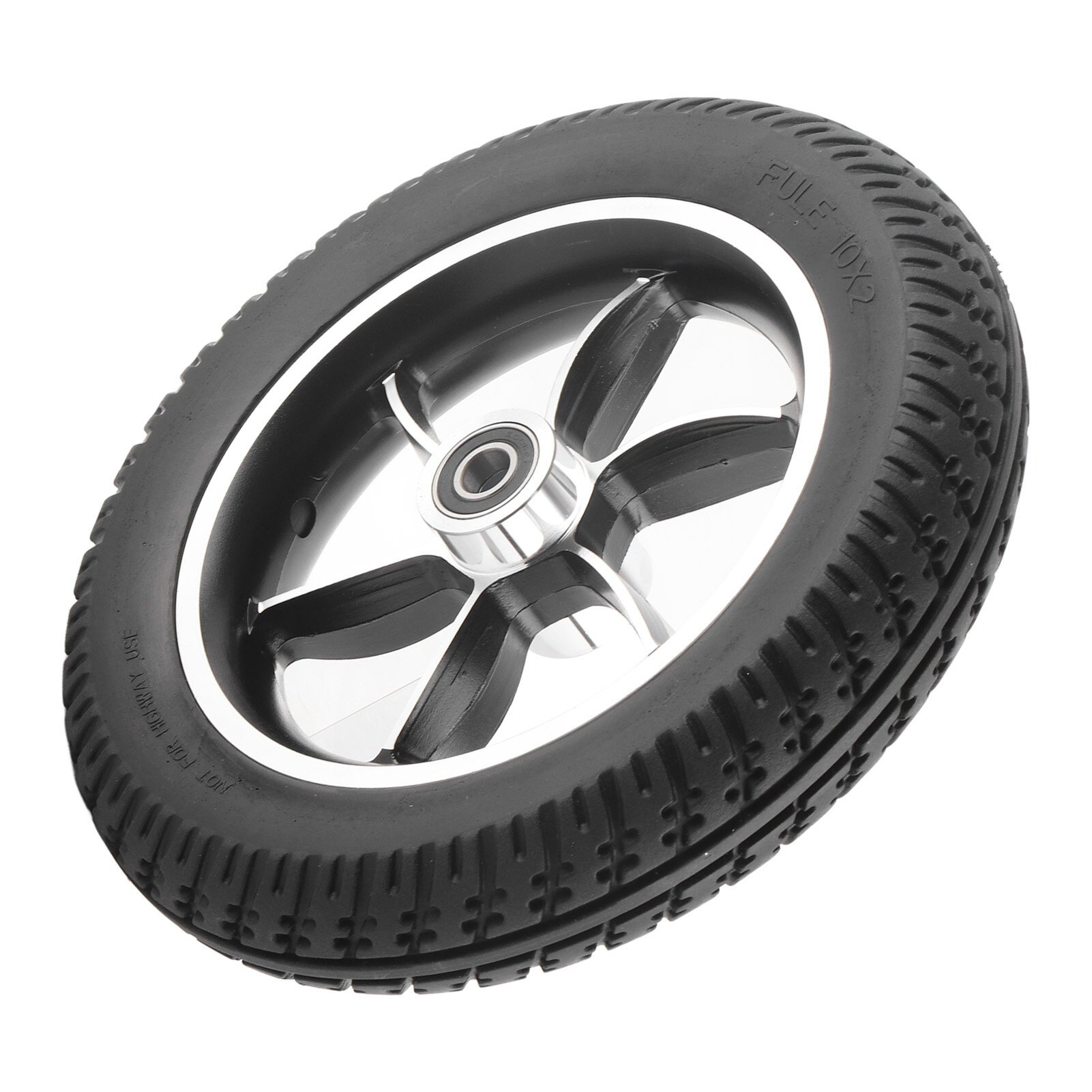 10 дюймовое сплошное колесо резина надувной кастрюля для электрокресла переднее колесо 12мм подшипник 6001, материал алюминиевый сплав + резина, диаметр 250мм, отверстие подшипника 12мм, упаковка 1 шт.