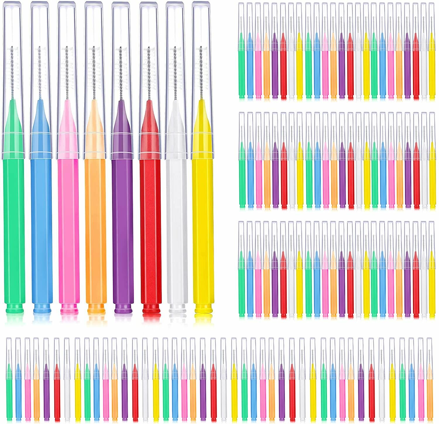 Межзубные ершики, зубочистки, мягкие зубные нити, гигиена полости рта, чистка зубов, 100 шт, пластиковые зубные щетки для ухода за полостью рта, удаление зубного налета