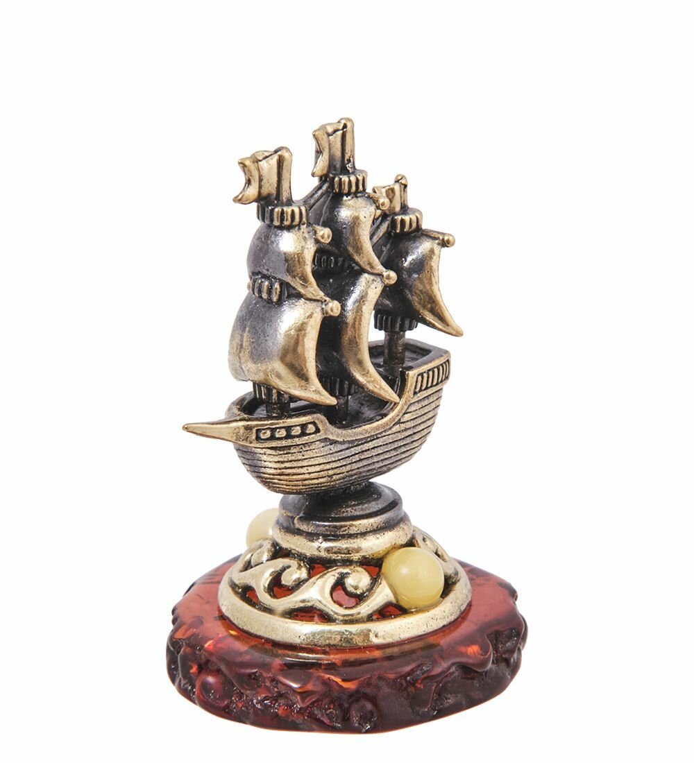 Фигурка 'Корабль Алые Паруса' (латунь, янтарь)