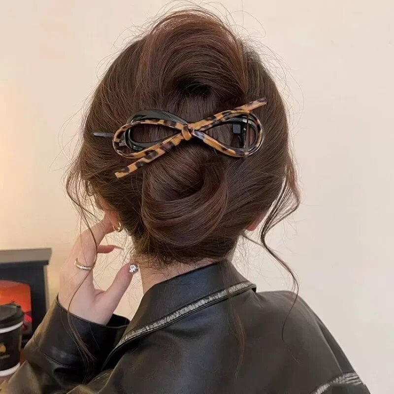 Пластиковые заколки для волос с бантом Leopard