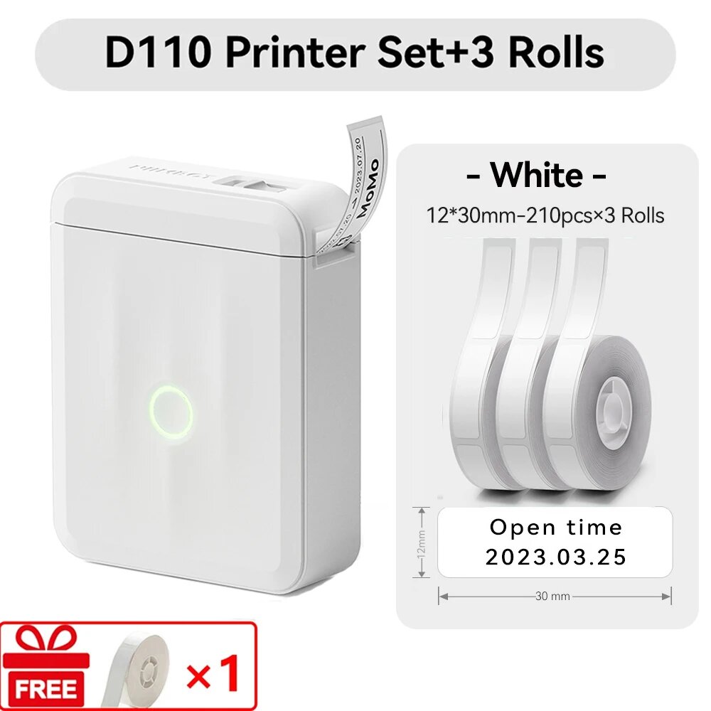 Niimbot D110 Карманный термальный принтер White-12x30-3 Rolls