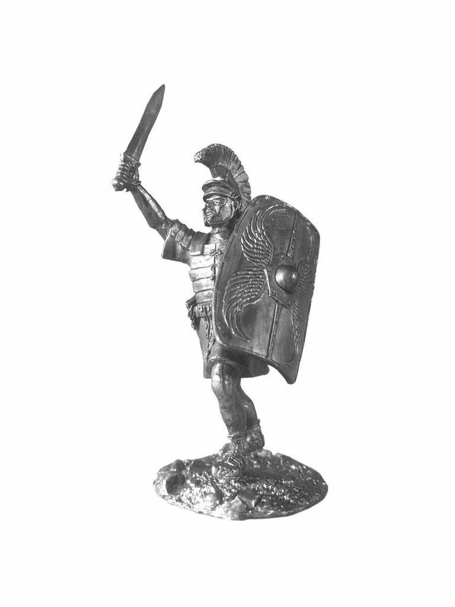 Оловянный солдатик римский легионер В атаке 54 мм масштаб (6-7 см высота) Фигурка коллекционная из олова Армия Наполеон Бонапарт и Кутузов