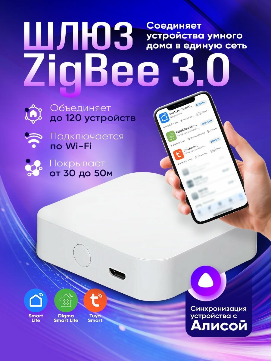 Zigbee Хаб Tuya USB Умный Шлюз для Дома Центр Управления Устройствами Поддержка до 120 девайсов