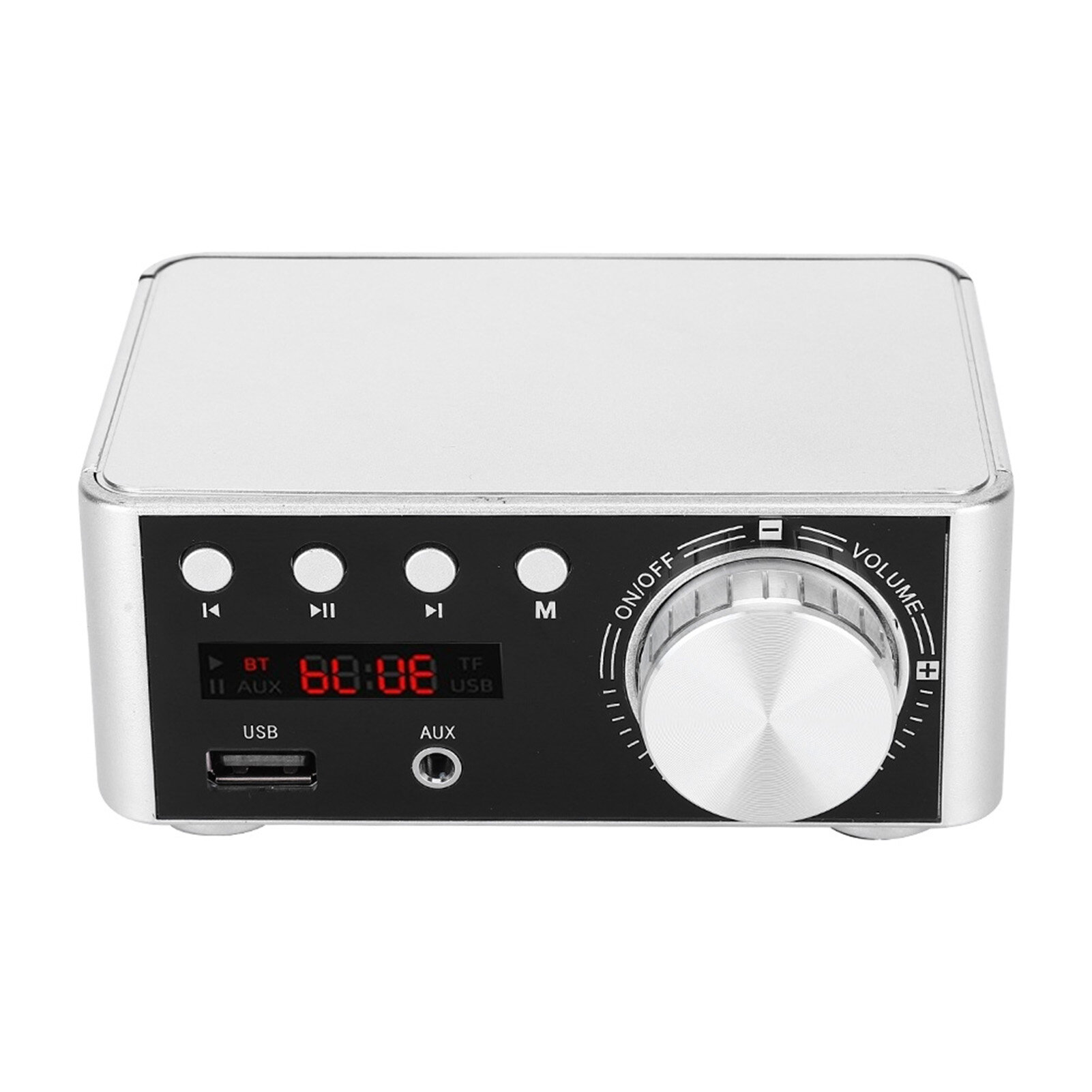 Цифровой аудиоусилитель HIFI Bluetooth 5.0 с платой для карт памяти, 50 Вт x 2 стерео для усилителя AMP, серебристый