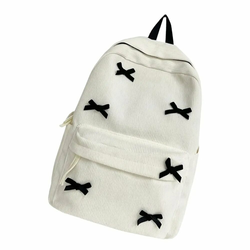 Рюкзак-рюкзачок Lovely Bows, школьный, с бантом, вельветовая ткань, белый